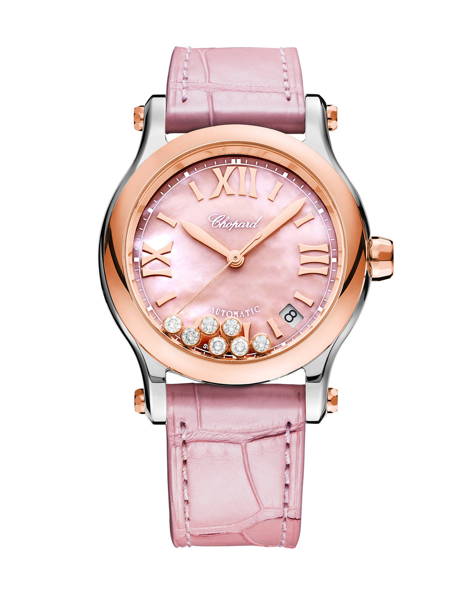 Chopard Happy Sport Auto 36mm, Rose Pink Leather Strap