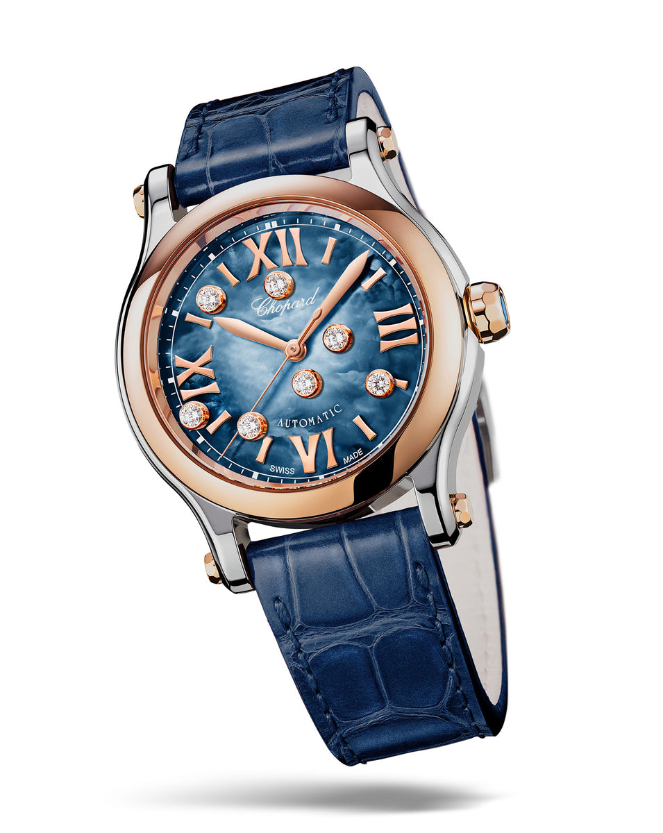 Chopard Happy Sport Auto 36mm, Rose Blue Leather Strap