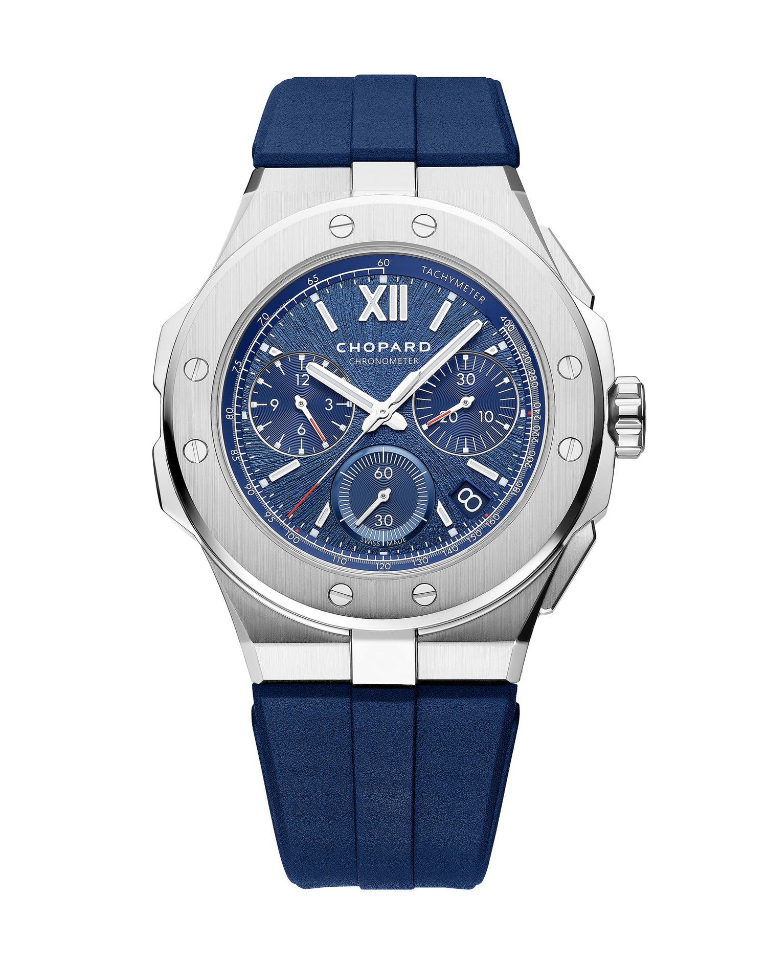 Chopard Happy Sport Quartz 30mm, Steel, Light Blue Dial, Steel Bracele ...