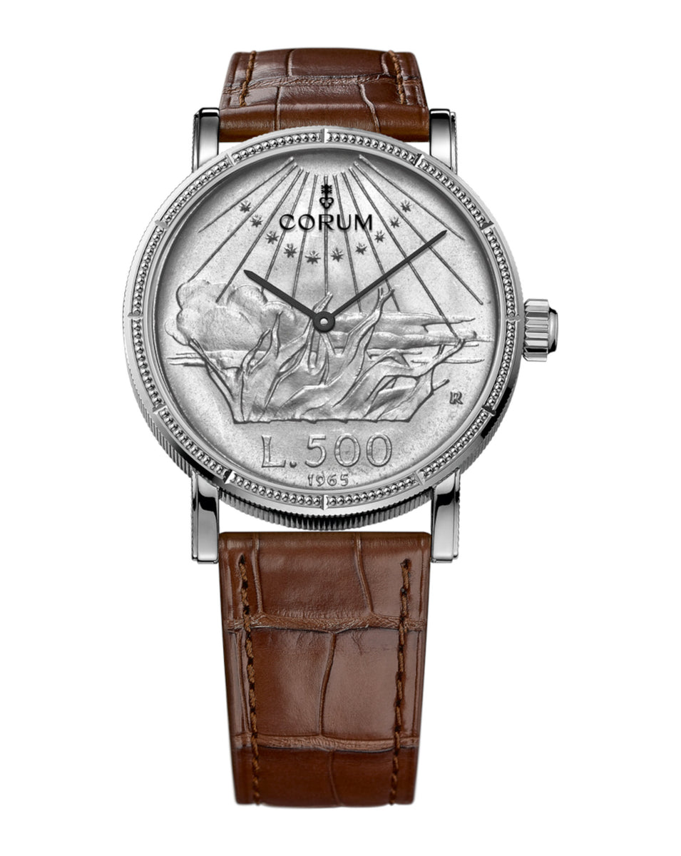 Corum Heritage Artisans Coin Zecca – Steel Coin, Leather Strap