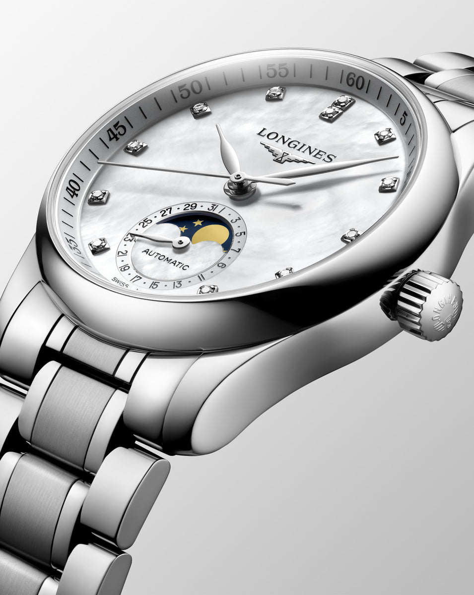 Longines Master Moonphase 34mm White Dial Steel